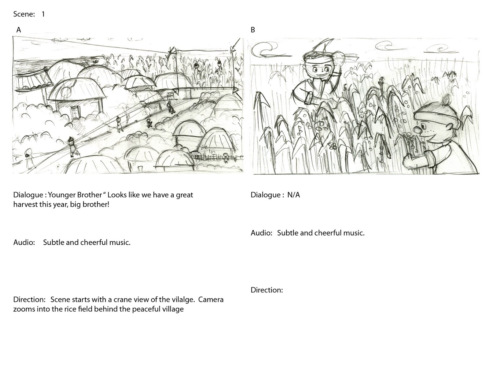 Yoonhee Kang: Storyboard, Korean Folktale " Brothers."