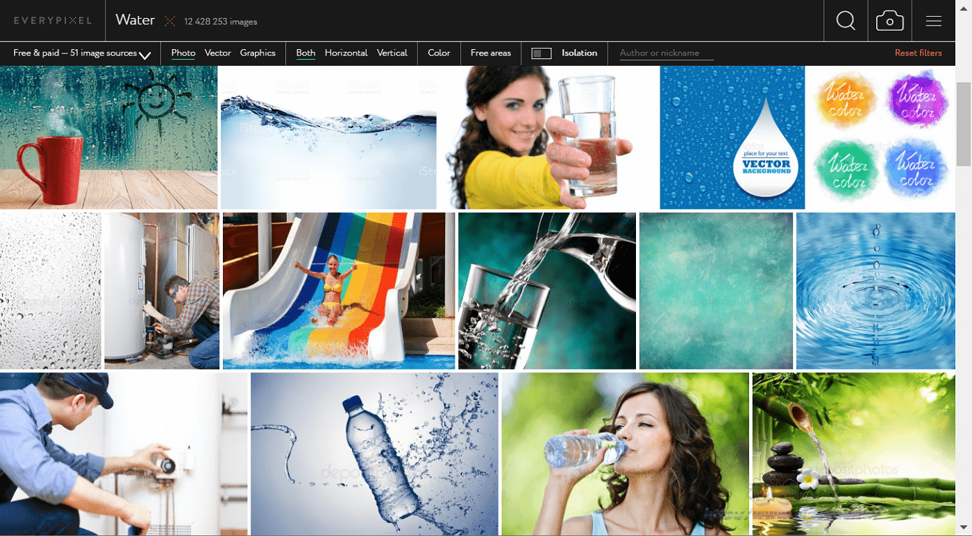 Everypixel 有 AI 輔助的圖片搜尋引擎，只顯示優質圖片素材還能指定過濾條件