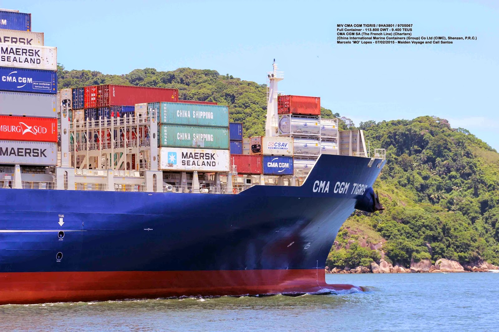 Santos Shiplovers: M/V CMA CGM Tigris / 9HA3801 - Maiden Voyage and ...