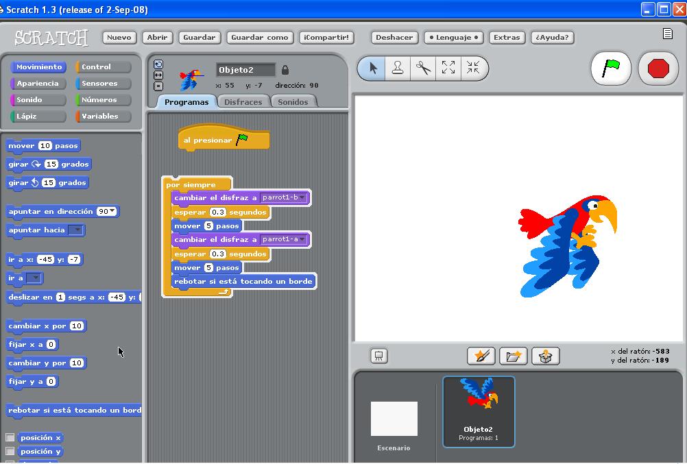 MONITORES CENTENARIO: Movimiento de animación en Scratch