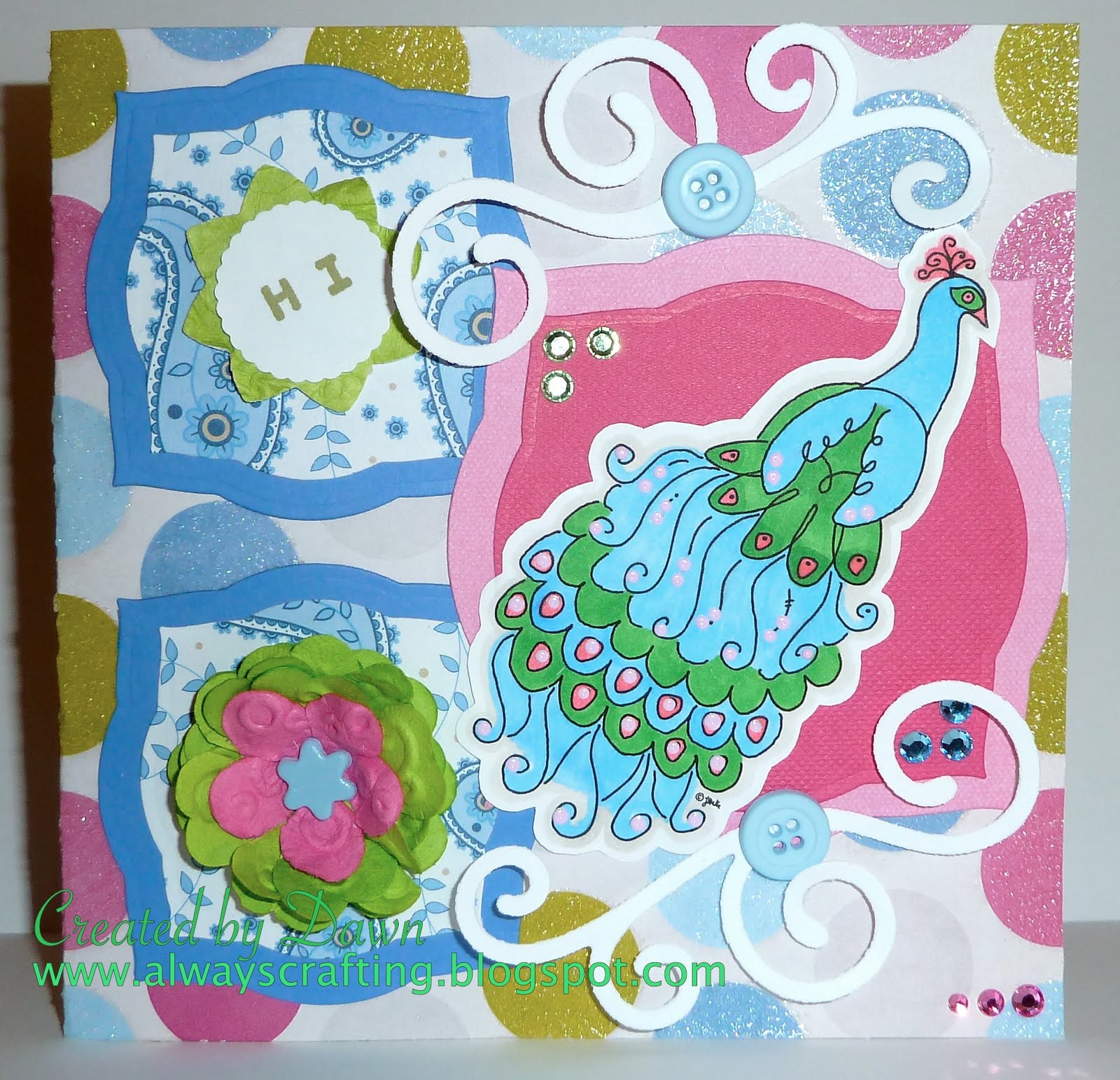 Always Crafting: Designed 2 Delight Peacock Card