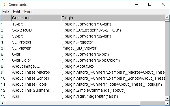 My imageJ: แสดง Command ที่สามารถใช้งานได้ในโปรแกรม ImageJ ด้วยเมนู ...
