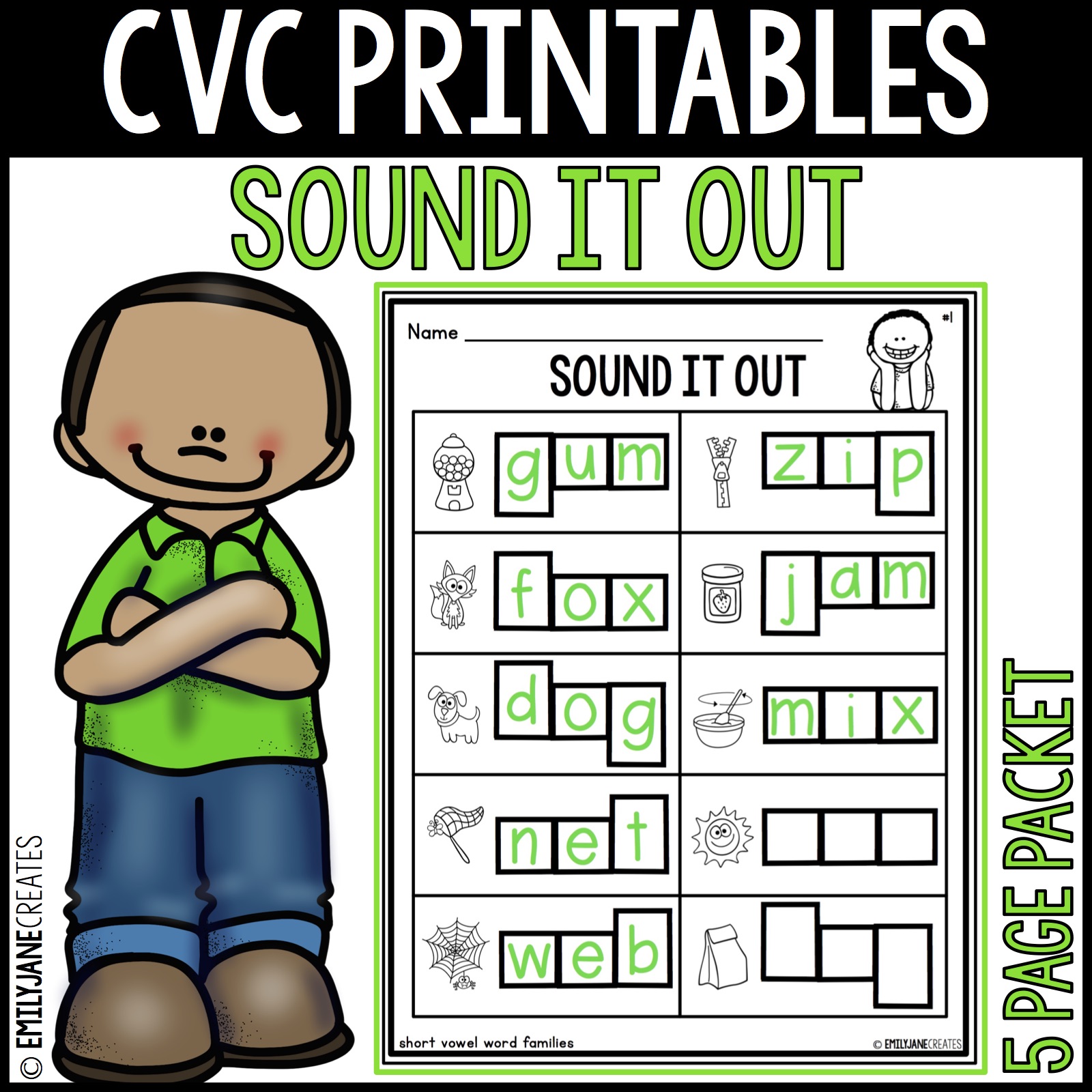 Emily Jane Creates: CVC PRINTABLES MEGA BUNDLE-12 PACKETS INCLUDED