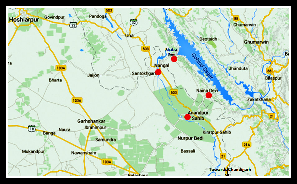 Anandpur Sahib To Naina Devi Distance By Road