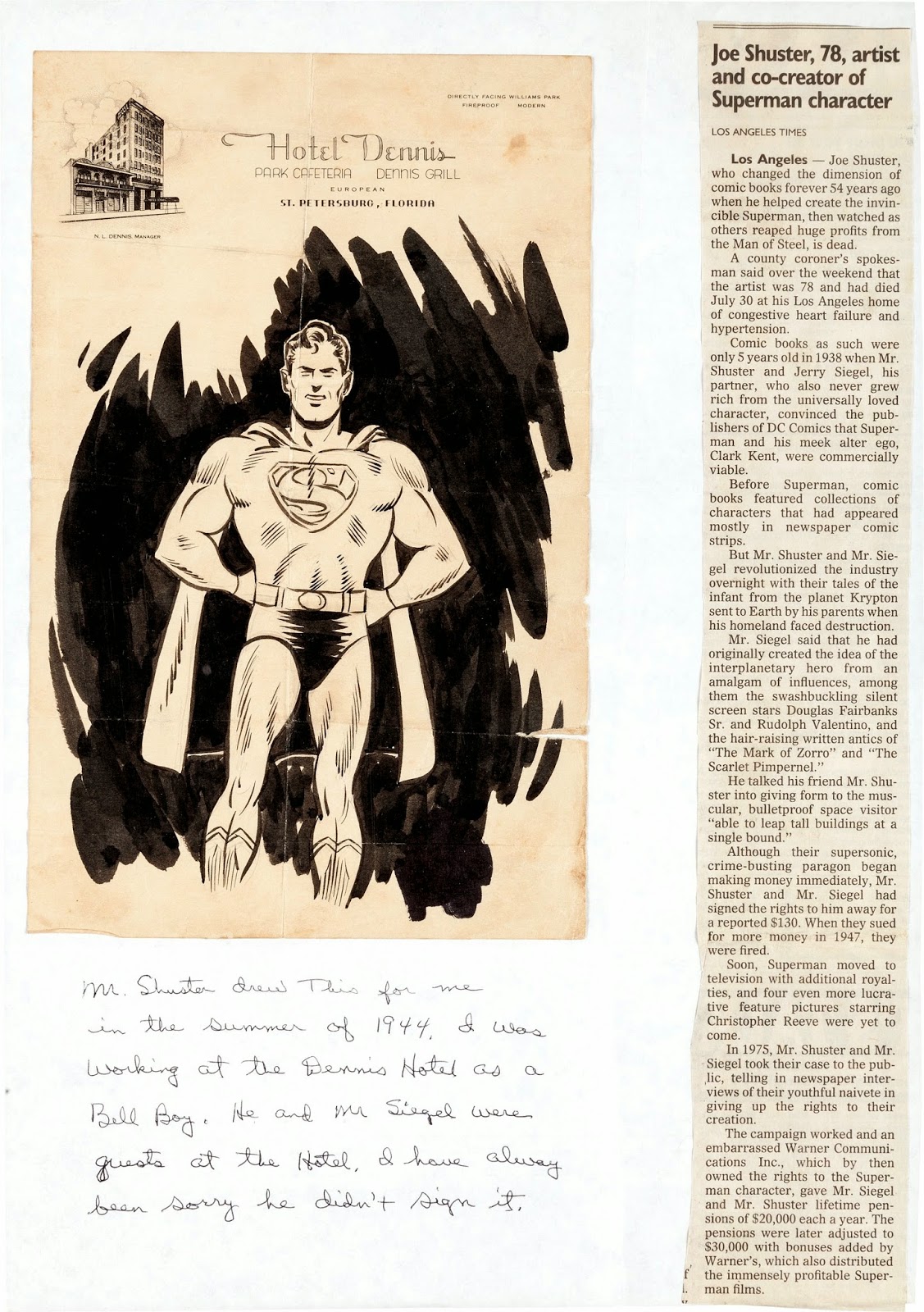 Pop Culture Safari!: Comic art: Original Superman sketches by Joe Shuster