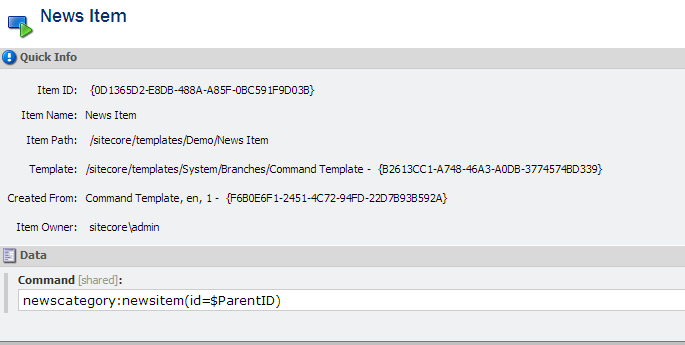 Sitecore: Example of Sitecore Command Template Using Java Script: