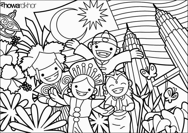 Hari kebangsaan coloring pages for kids