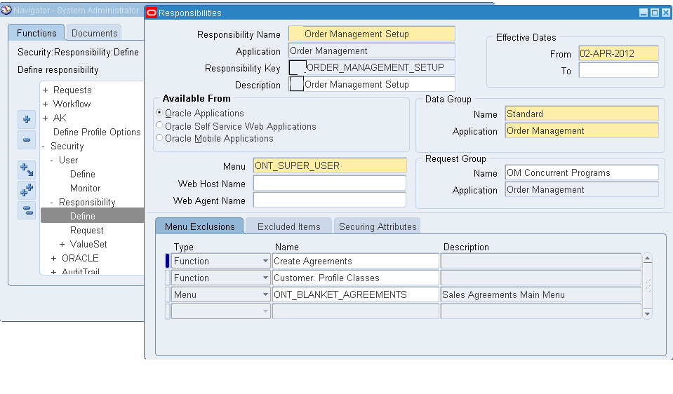 E-Business Suite: Use of system administrator request Groups and responsibility in Oracle Apps R12