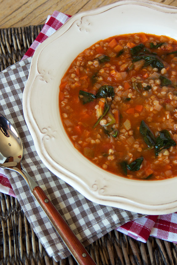 Cinco Quartos de Laranja: Sopa de trigo sarraceno com espinafres