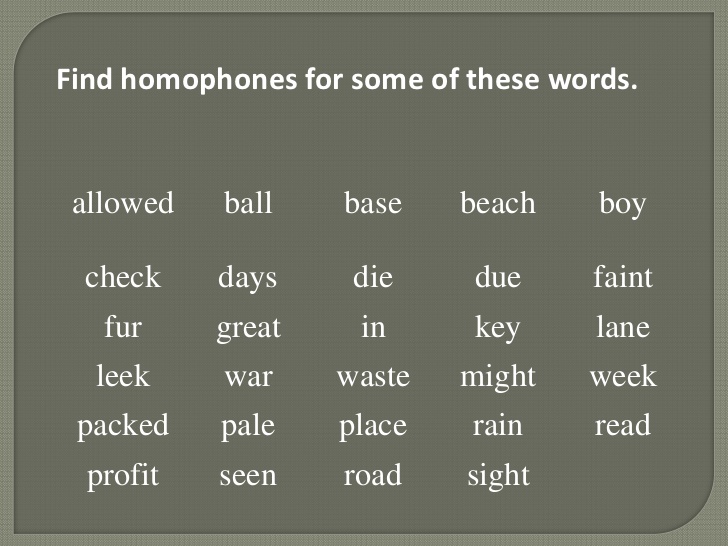 EOI CARTAGENA C1 y C2 INGLÉS: Homophones KEY