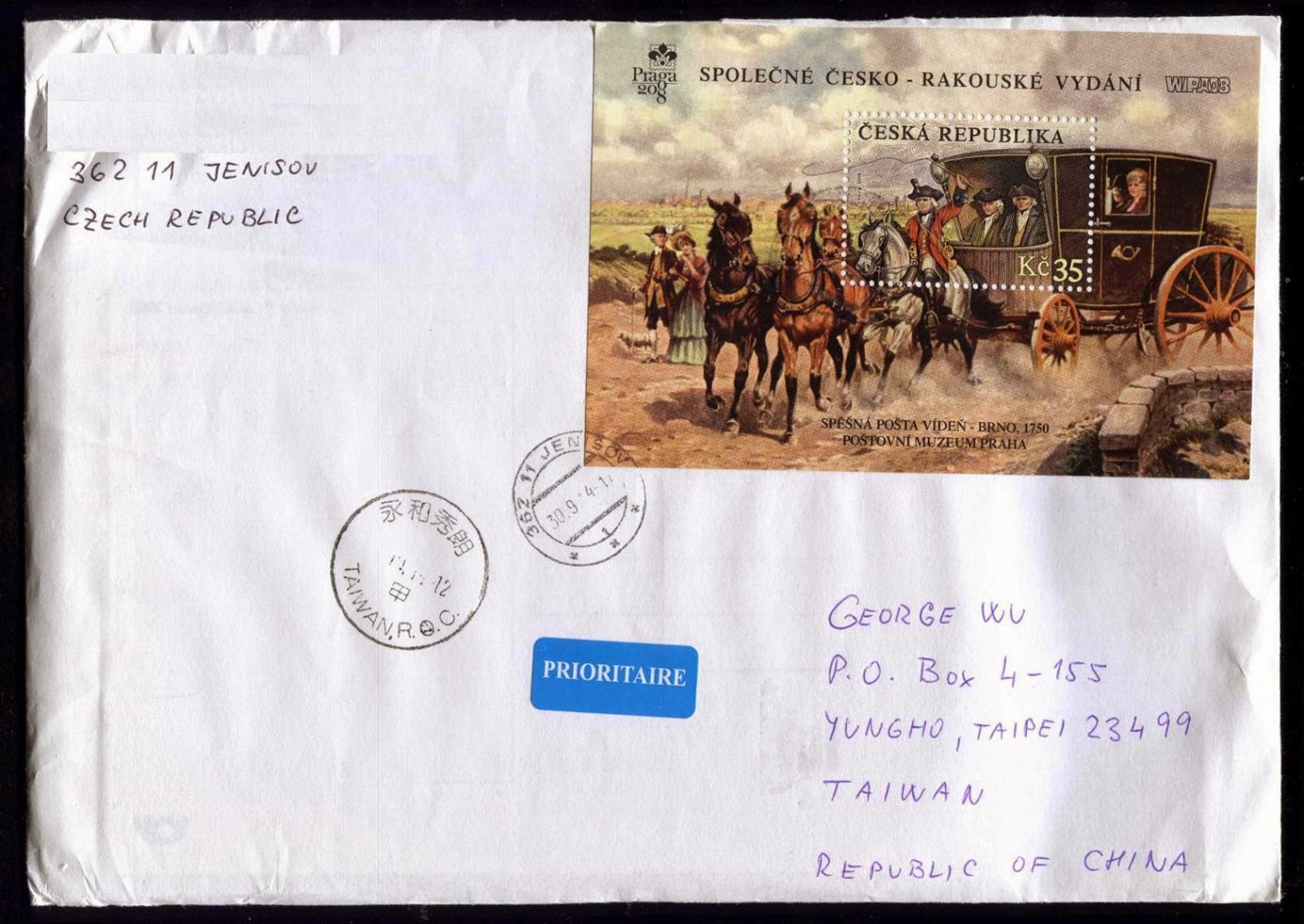Gulfmann Stamps Collection: CZECH ~ Postal Coach Cover