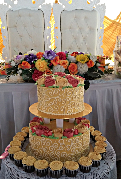 Kek Perkahwinan 2 Tingkat Tema Orange | Muffin Kaseh Azean