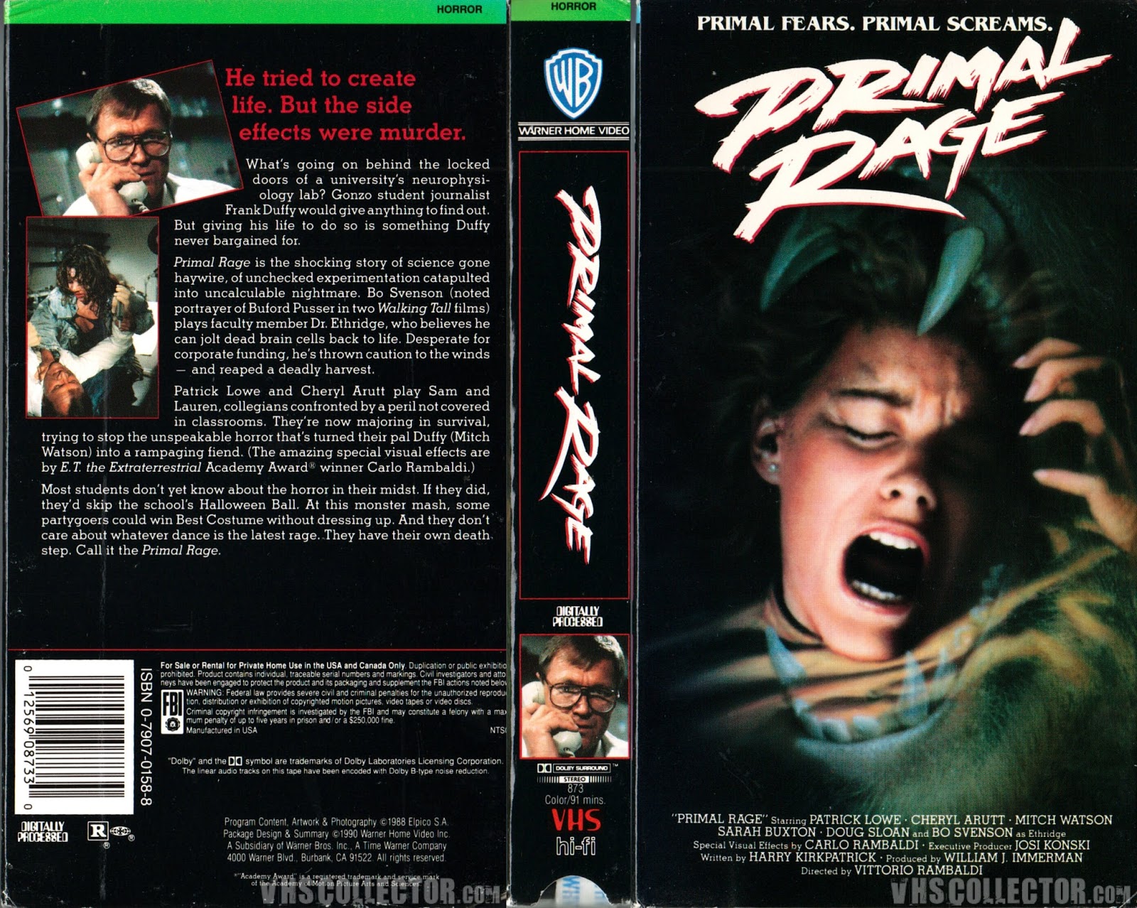 The Horrors of Halloween: PRIMAL RAGE (1988) VHS and DVD Covers