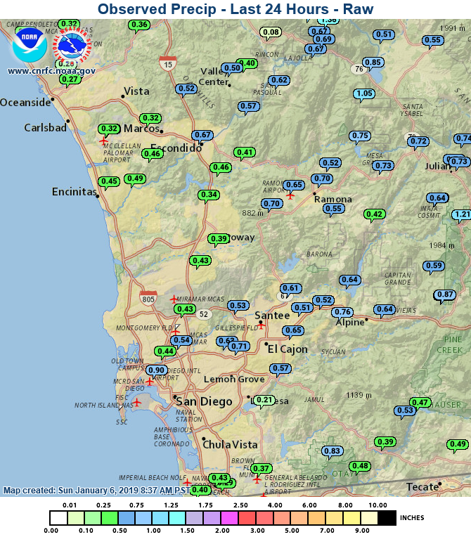 San Diego Weather Center : SAN DIEGO RAIN TOTALS: SATURDAY 1-5-2019 TO ...