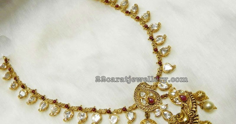 Simple Polki Pachi Necklace - Jewellery Designs