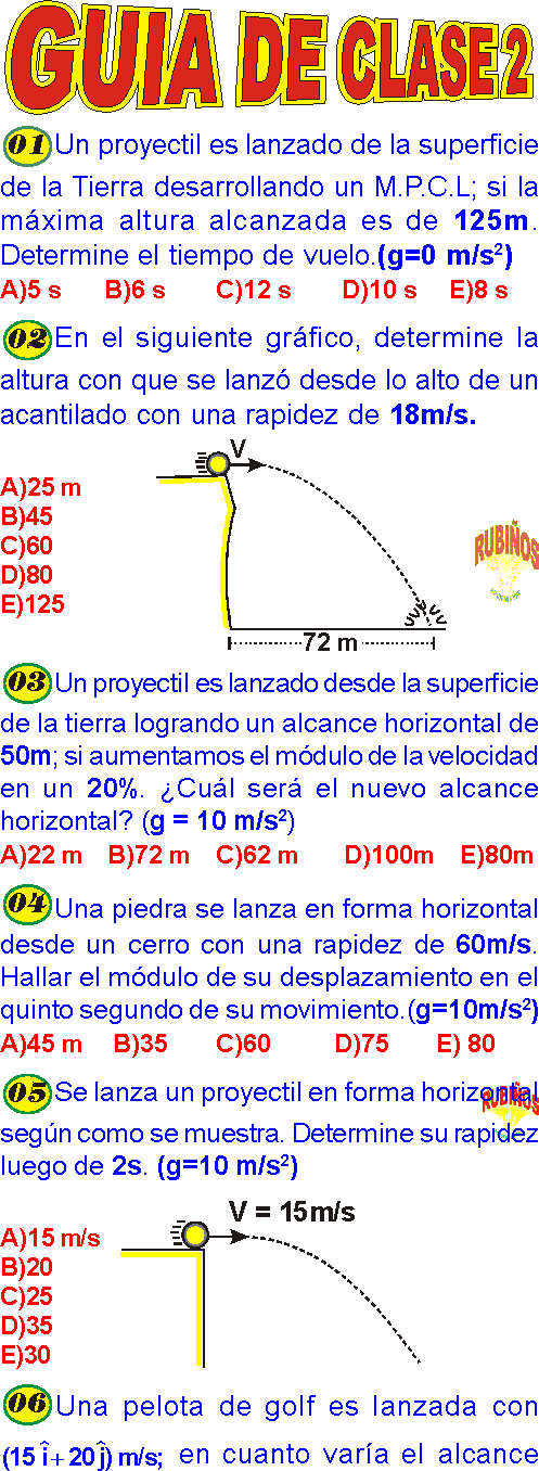 MOVIMIENTO PARABÓLICO EJERCICIOS CON RESPUESTAS PDF