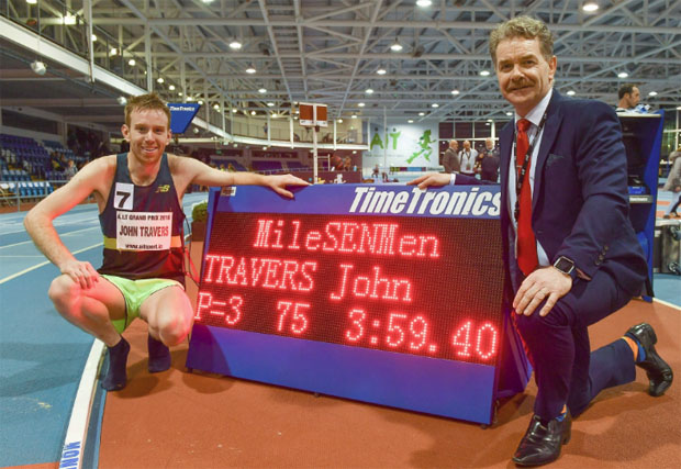 John Travers becomes the first Irish man to run a sub 4 min mile in Ireland