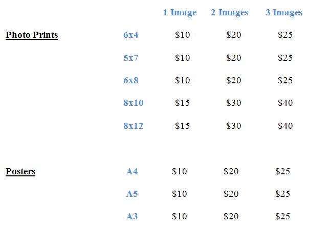Prices: Photography Prices