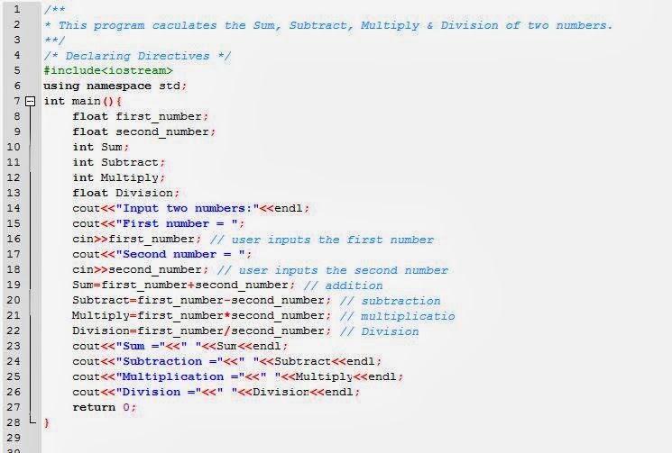 Programming Chunks C Program That Calculates The Sum Subtract