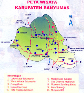 Peta Lokasi Wisata Kabupaten Banyumas | Gambar Peta Kabupaten Banyumas ...