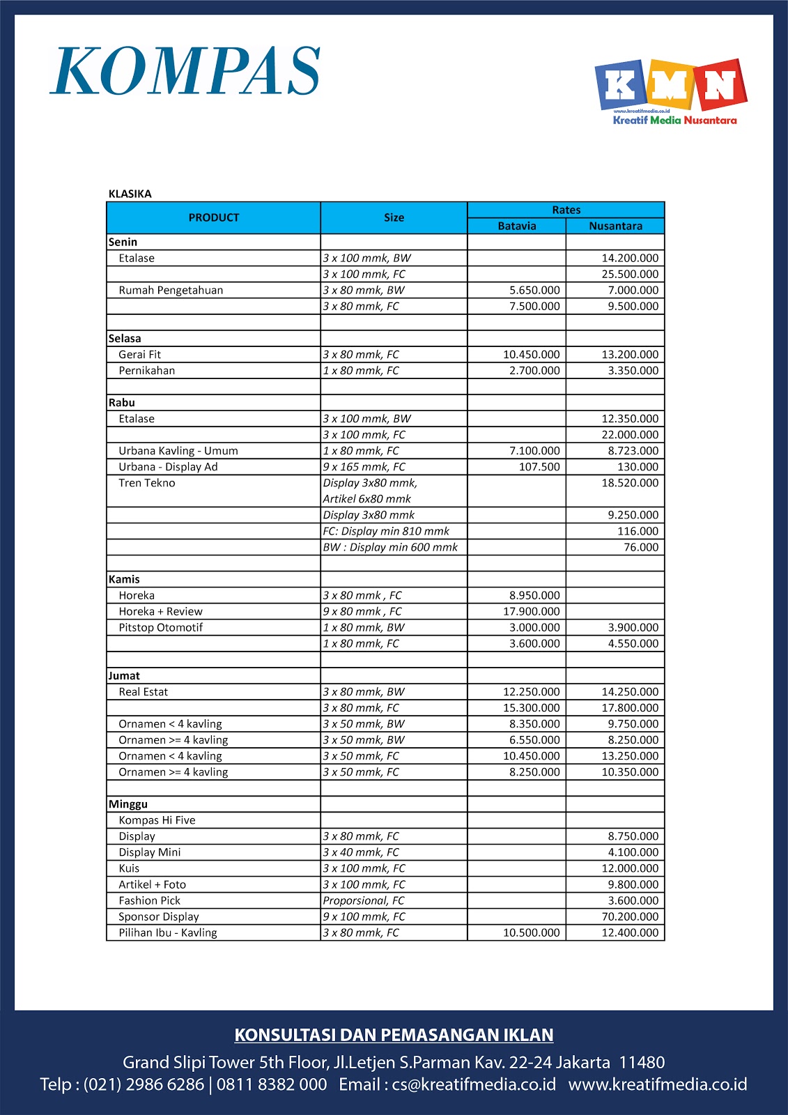 Tarif Iklan Koran Kompas 2020 - Pemasangan Iklan HUB 0811 838 2000 ...
