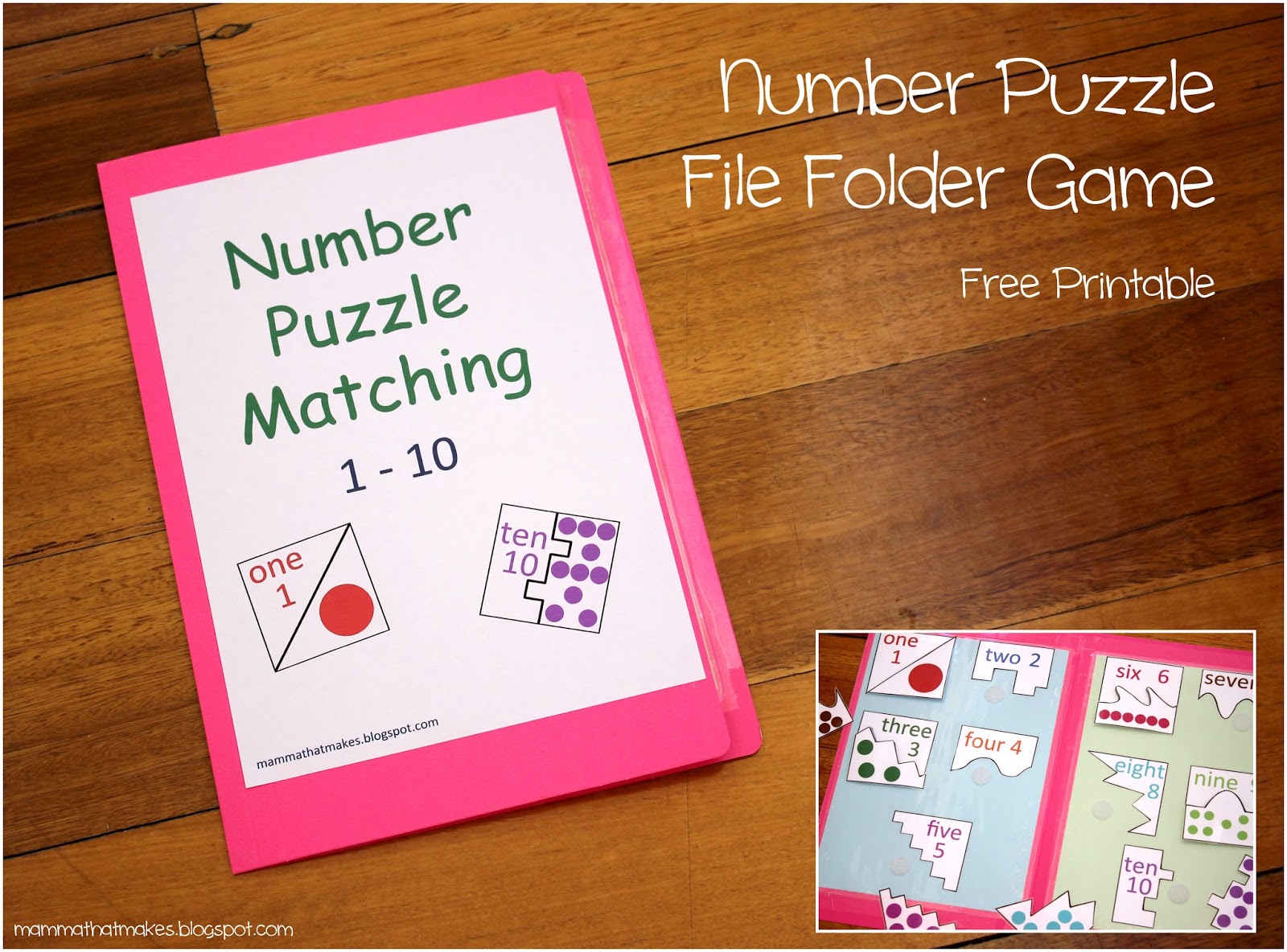 Mamma That Makes: Number Puzzle File Folder Game