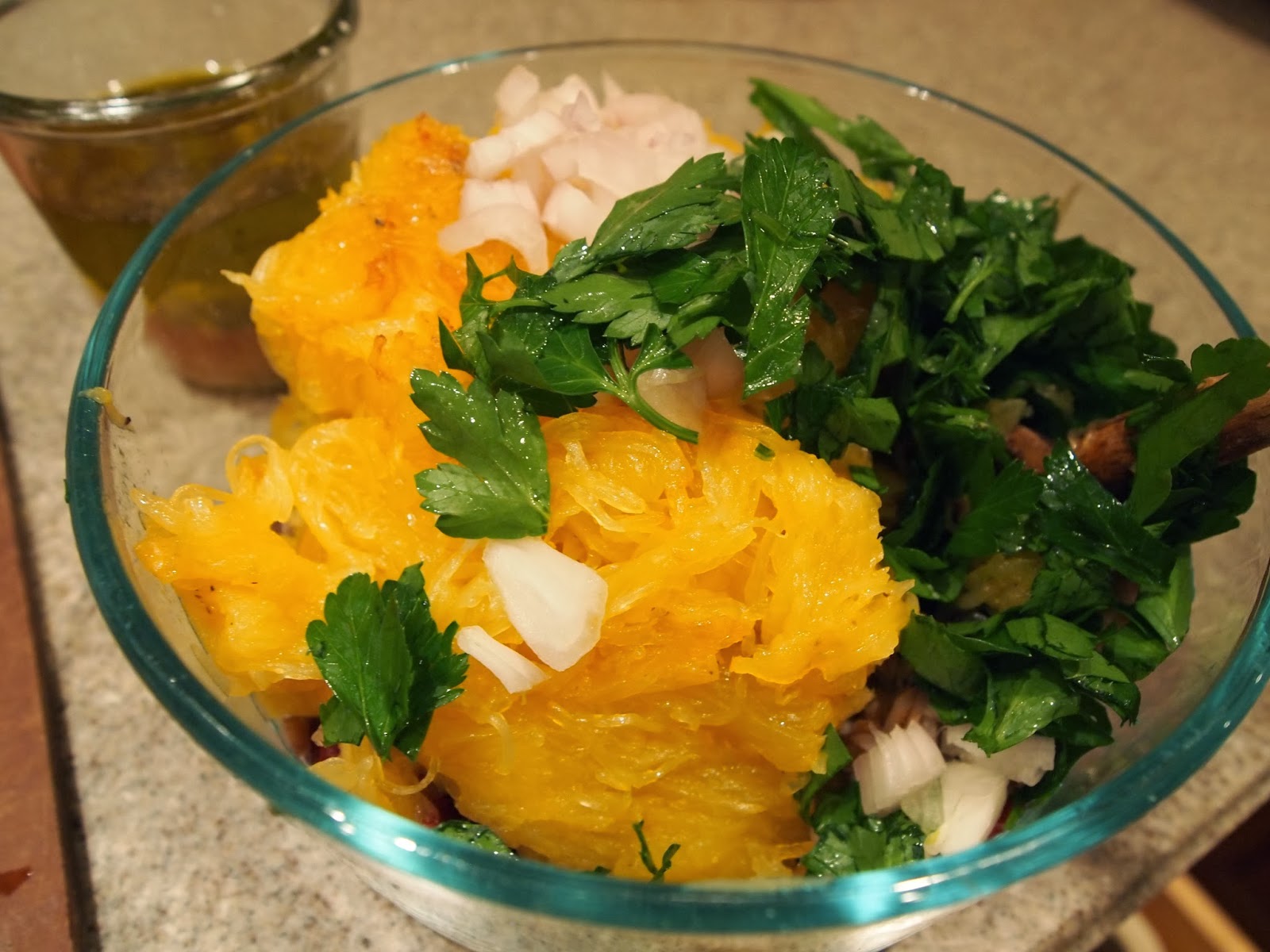 Back on the roll: Farro, Spaghetti Squash and Pomegranate Vinaigrette