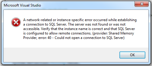 Solved A Network Related Or Instance Specific Error Occurred While