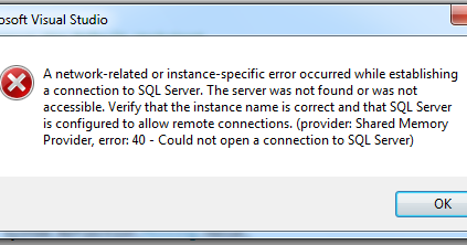 [Solved ]:A network-related or instance-specific error occurred while ...