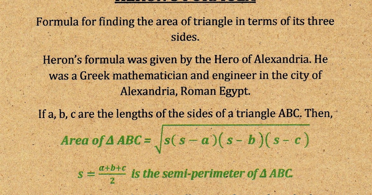 HERON'S FORMULA