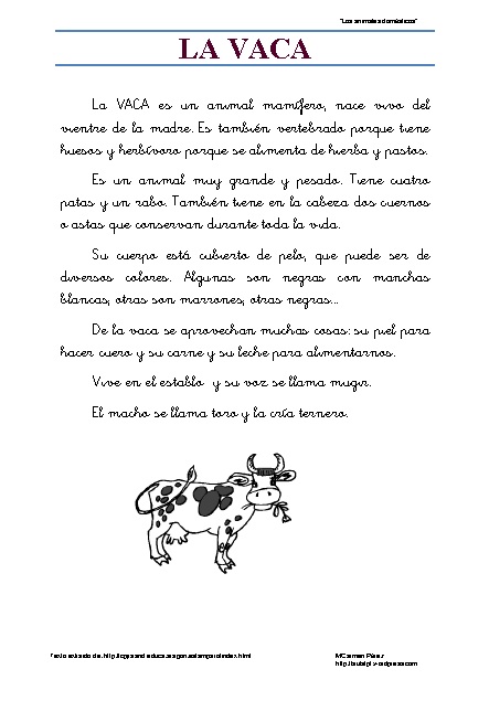 MIS COSITAS DE PROFE: Textos de animales
