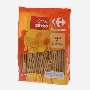 INTOLERANCIA A LA FRUCTOSA Y A LA LACTOSA: STICKS SALADOS CARREFOUR (sl ...