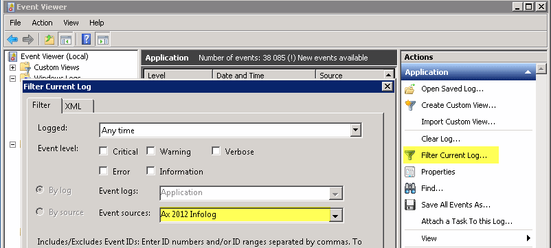 Yet Another Dynamics AX Blog: Logging Infolog to Event Viewer