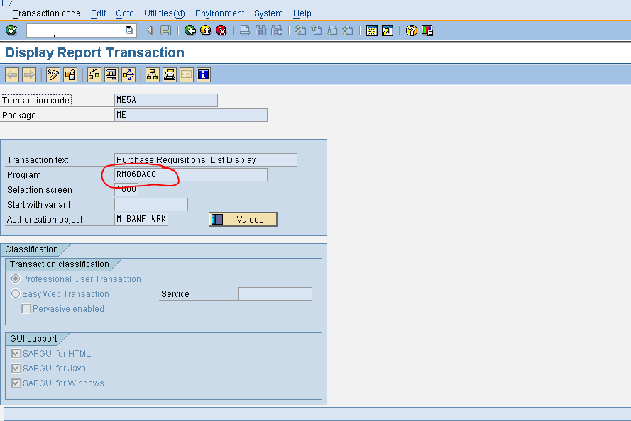SAP TECH: ME5A ( List of purchase requision )