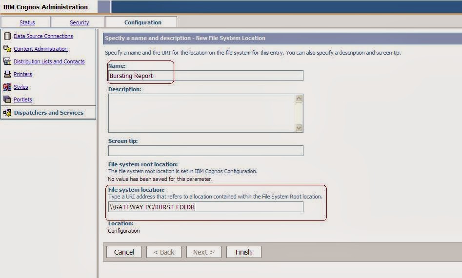 Cognos Blog: Burst Cognos Report to file system