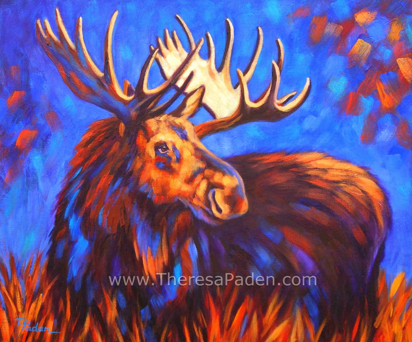 Paintings by Theresa Paden: Colorful Wildlife Moose Painting by Theresa ...