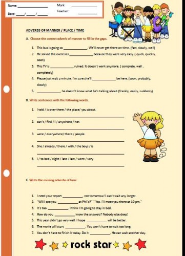 Adverb Of Manner Exercises For Grade 4 Adverbs Of Manner Place And Adverb Of Manner Exercises For Grade 4 Adverbs Of Manner Place And