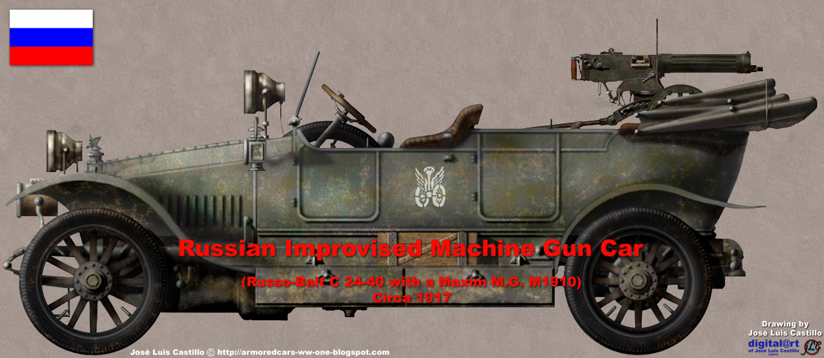 Armored Cars in the WWI: Russian Russo-Balt Improvised Machine Gun Car ...