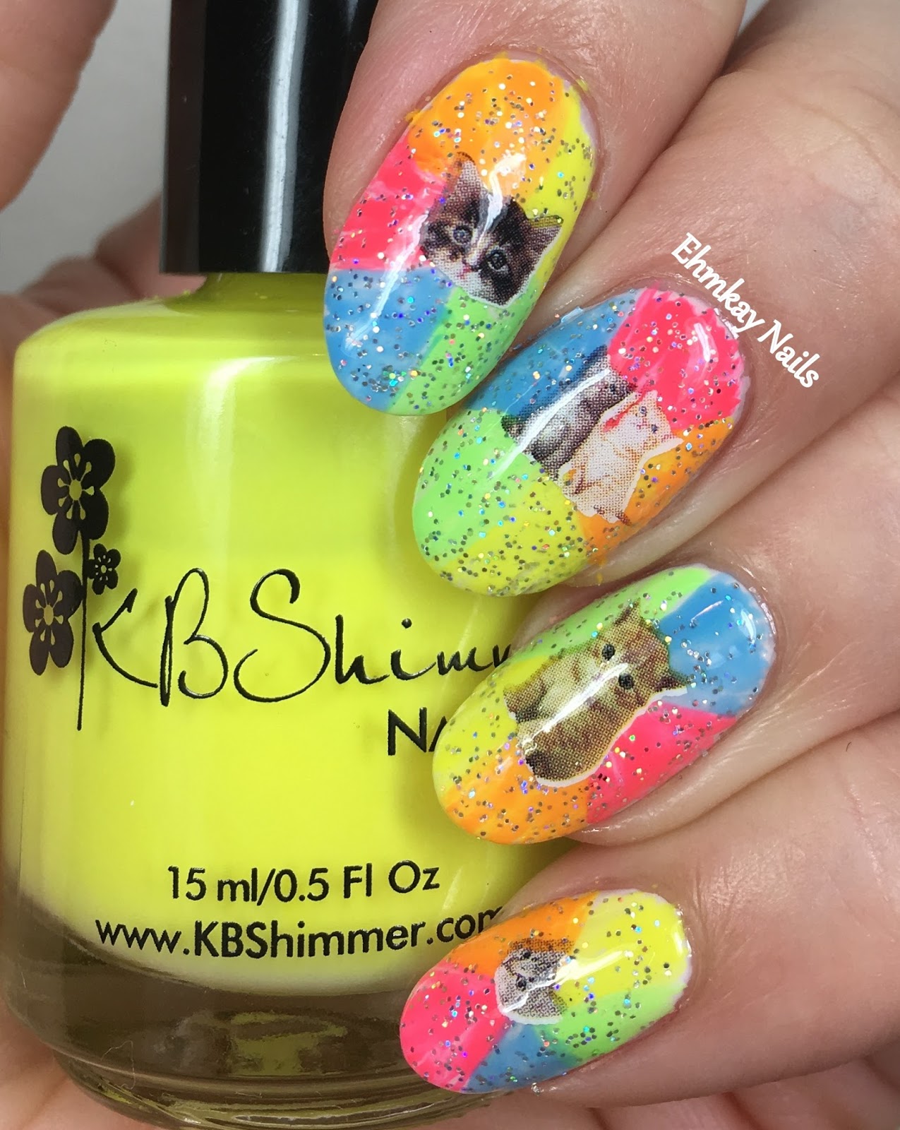 ehmkay nails: Neon Rainbow Cat Katy Perry Nails