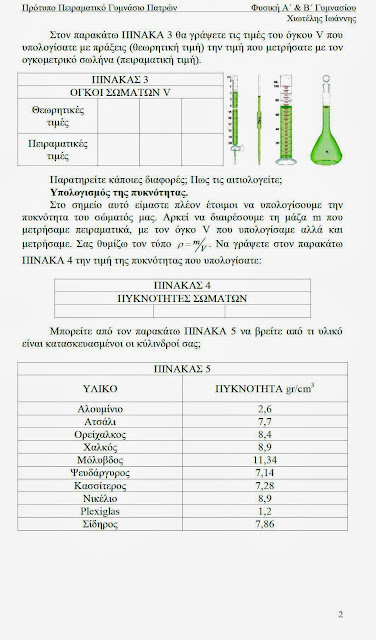 ΚΑΘΗΜΕΡΙΝΗ ΥΛΗ ΜΑΘΗΜΑΤΩΝ: 2η ΕΡΓΑΣΤΗΡΙΑΚΗ ΑΣΚΗΣΗ Α΄ ΚΑΙ Β΄ ΓΥΜΝΑΣΙΟΥ