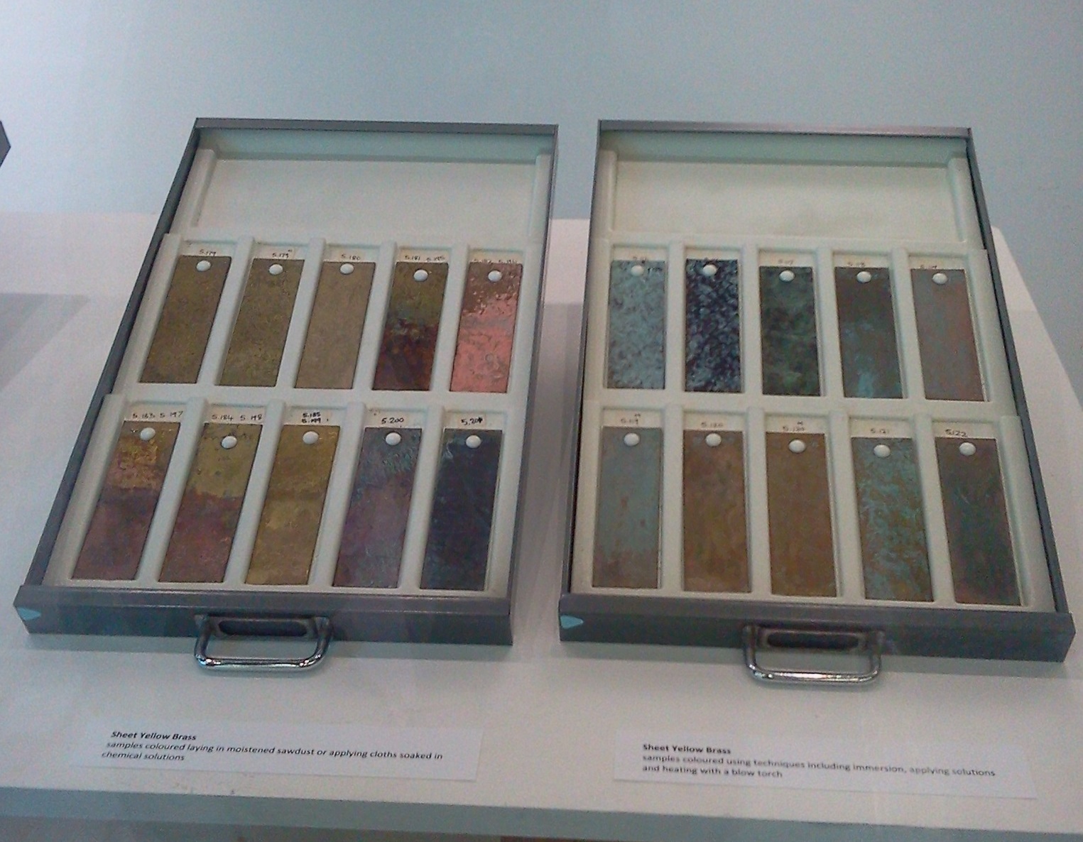 Patination Samples at Central Saint Martins