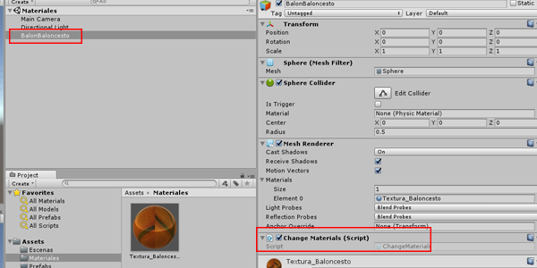 Aprende a programar: Materiales Unity 5. Script Cambiar un material. Parte 3 de 3