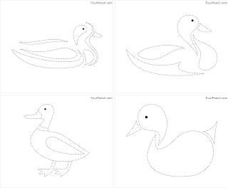 Four Dotted: Free printable Duck dotted drawing worksheet/activity for kids