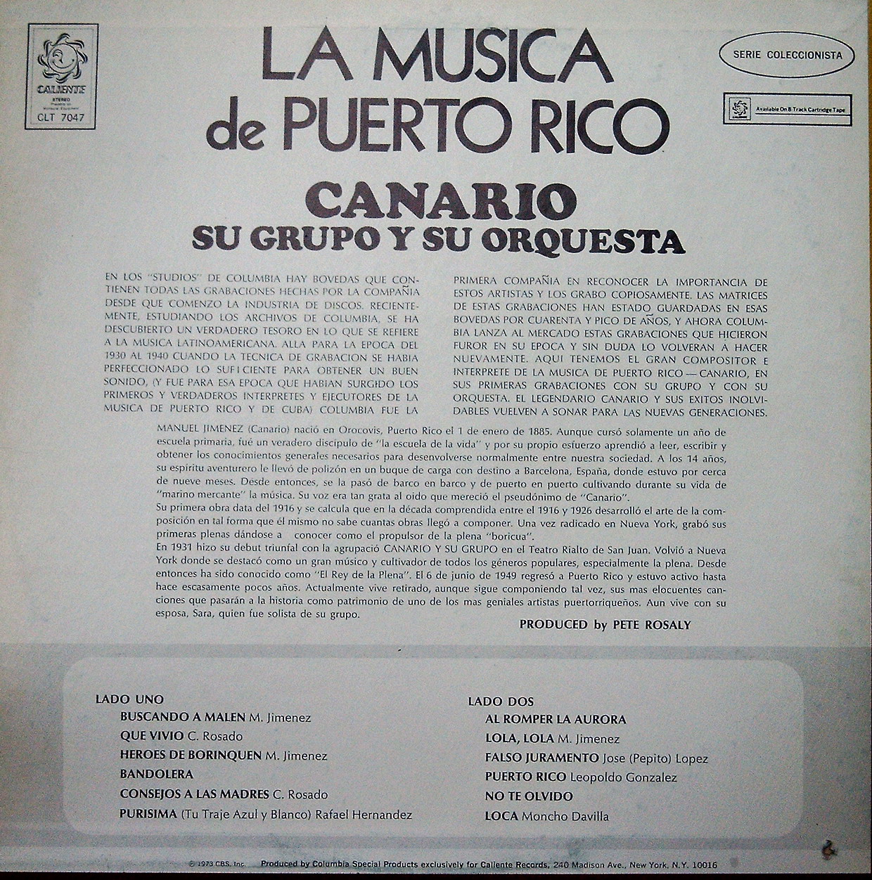 HILLARY RAMIREZ: CANARIO SU GRUPO Y SU ORQUESTA LA MUSICA DE PUERTO RICO