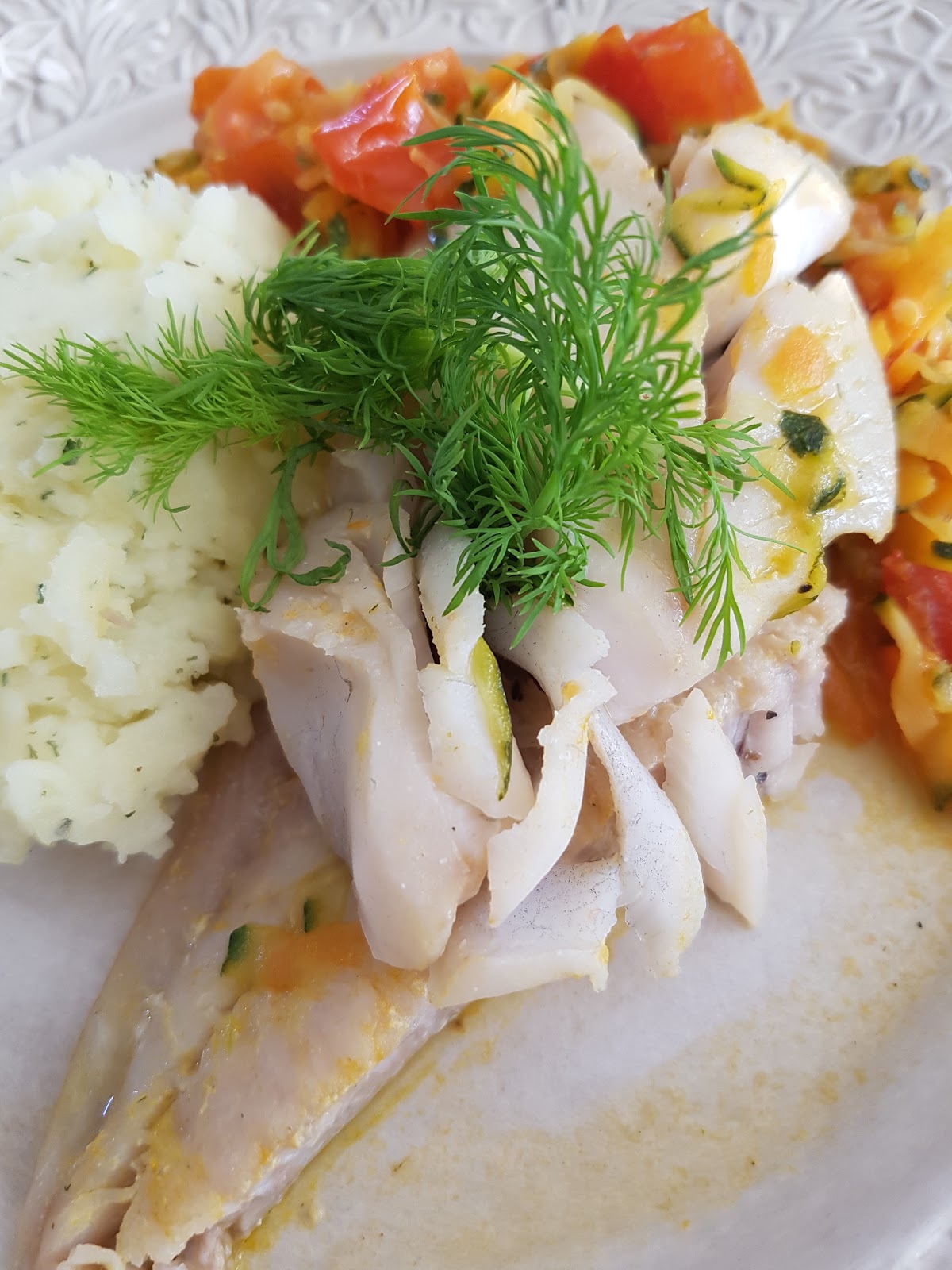 Carinas Liv: Sejfilé med grönsaksröra