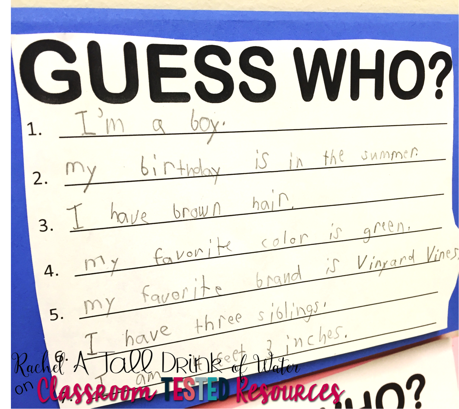 Guess Who? Open House Writing Idea | Classroom Tested Resources