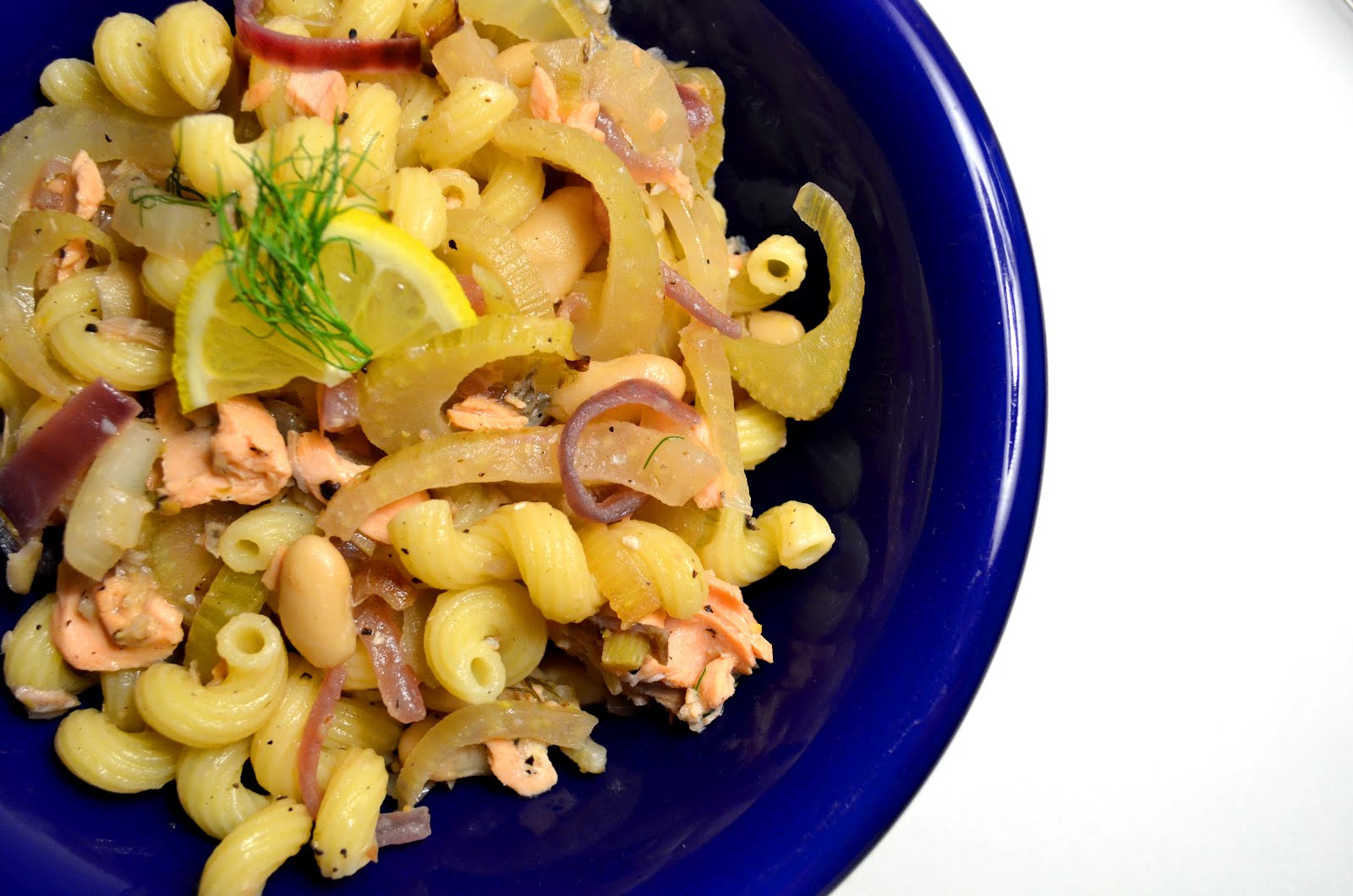 iron stef: pasta with fennel, salmon & cannellini beans