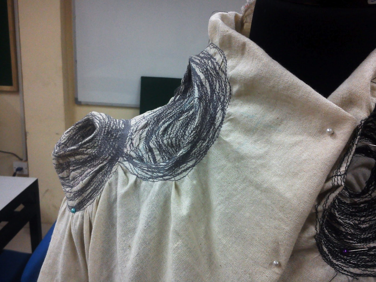 design and surface texture: fabric texture taking shape of garment elements