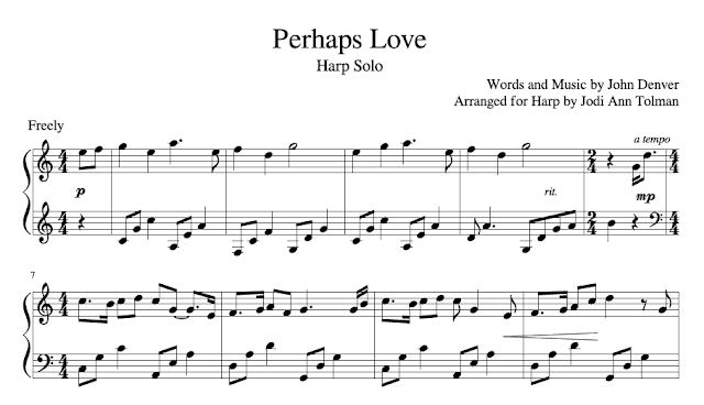 Perhaps Love by John Denver, Harp Solo | Music by Jodi Ann