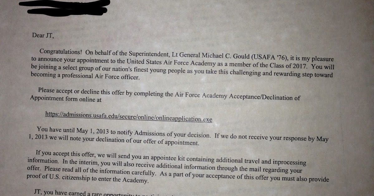 btownposse: JT USAFA Appointment Letter